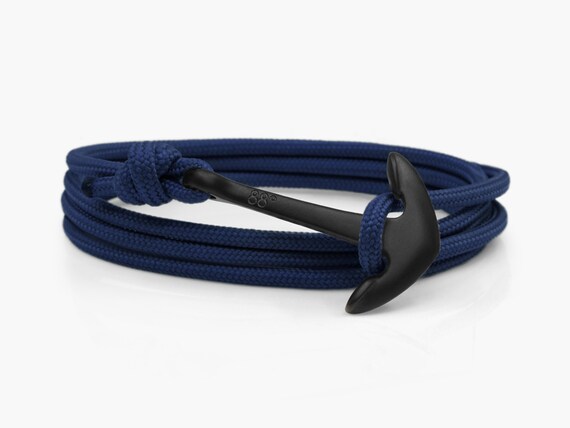 Navy Blue & Silver Anchor Bracelet Rope Bracelet Mens - Etsy