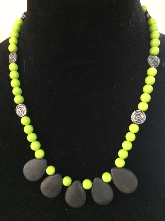 Spring Green and Slate Necklace | Etsy