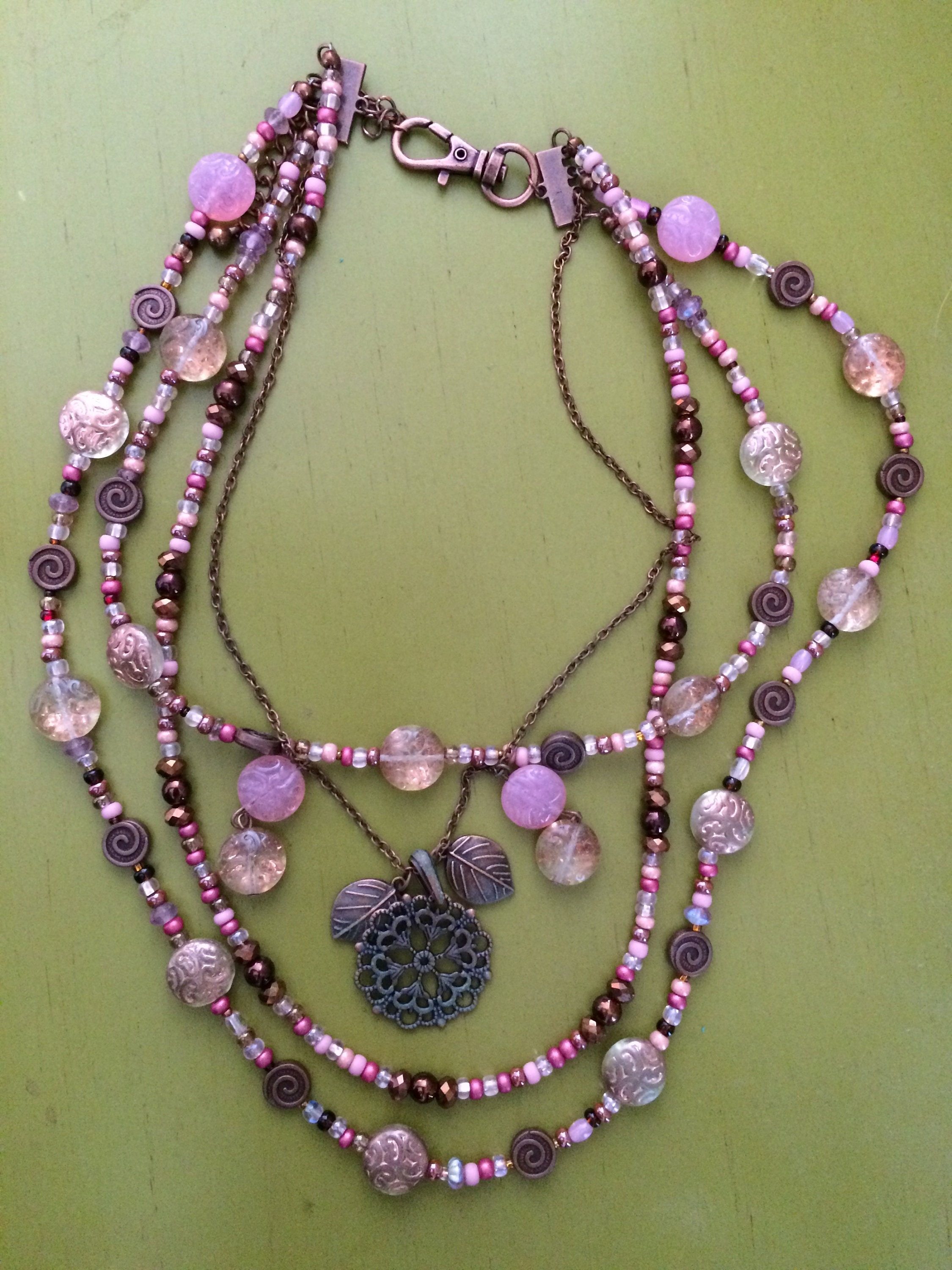 Pink and Copper Multi-strand Necklace - Etsy
