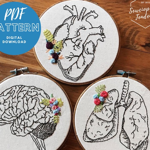 Anatomical Brain Embroidery PDF Pattern Download - Etsy