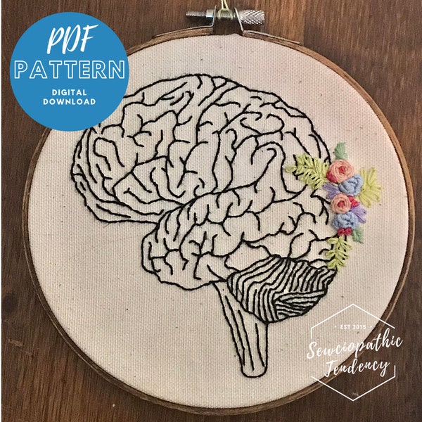 Brain Embroidery - Etsy