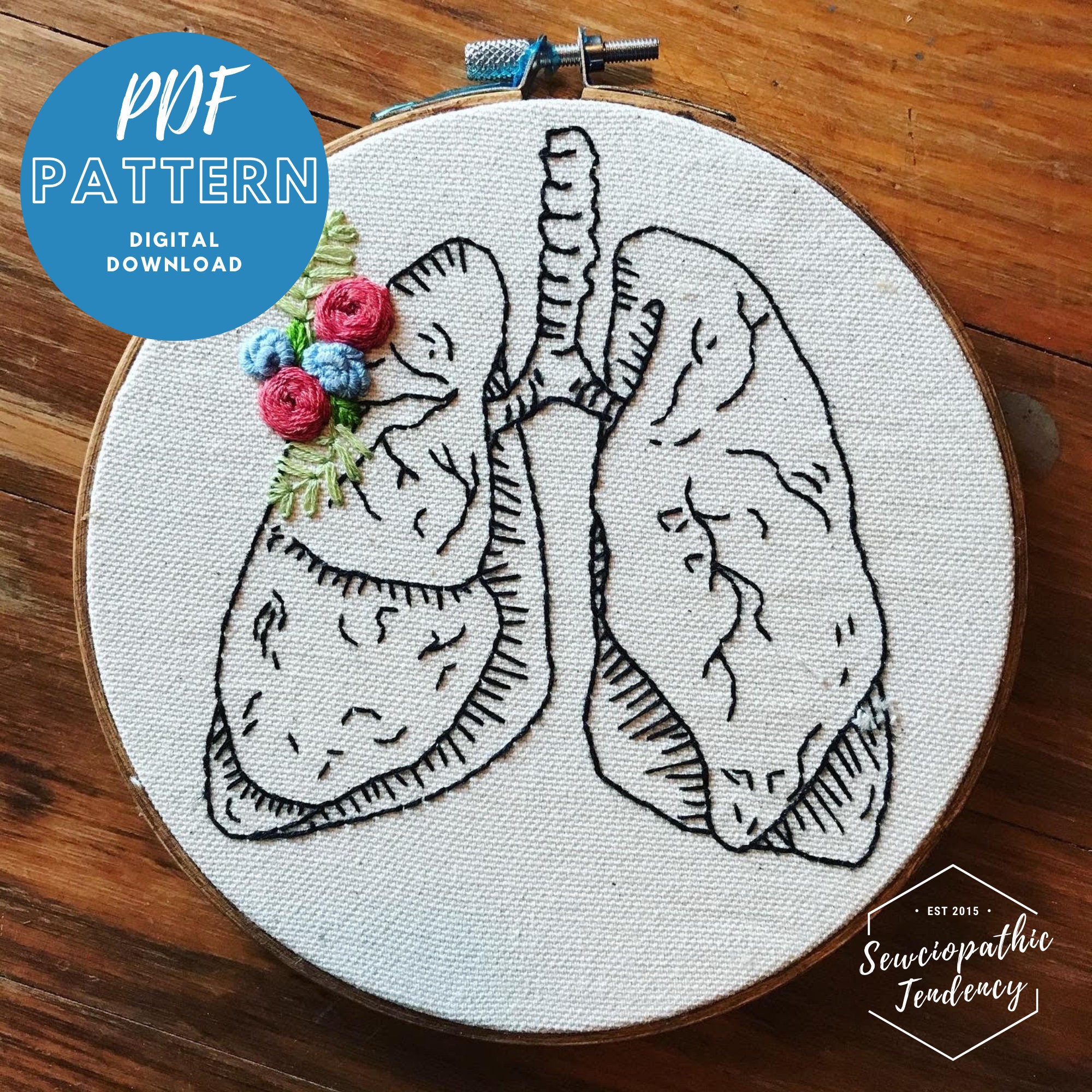 Anatomical Lung Embroidery PDF Pattern Download - Etsy
