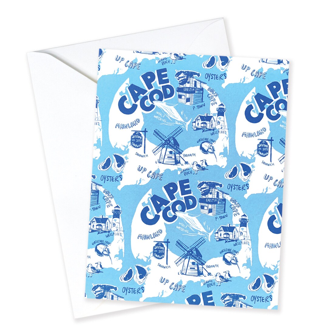 Cape Cod Card, Massachusetts, Island, Coastal, Travel, State Cards ...