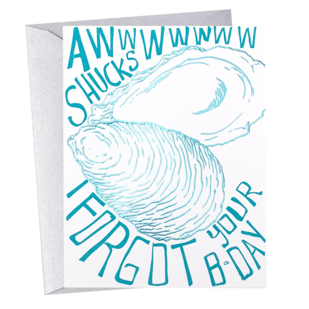 Shucks Belated Birthday, Clam Birthday Card, Belated Birthday Card ...