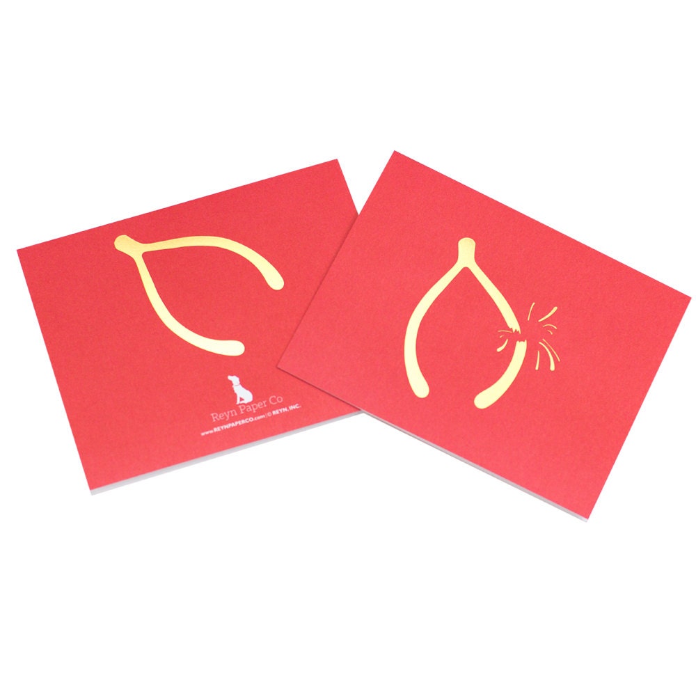 Wishbone/Lucky Wishbone Card/Gold Foil Wishbone/Lucky - Etsy España