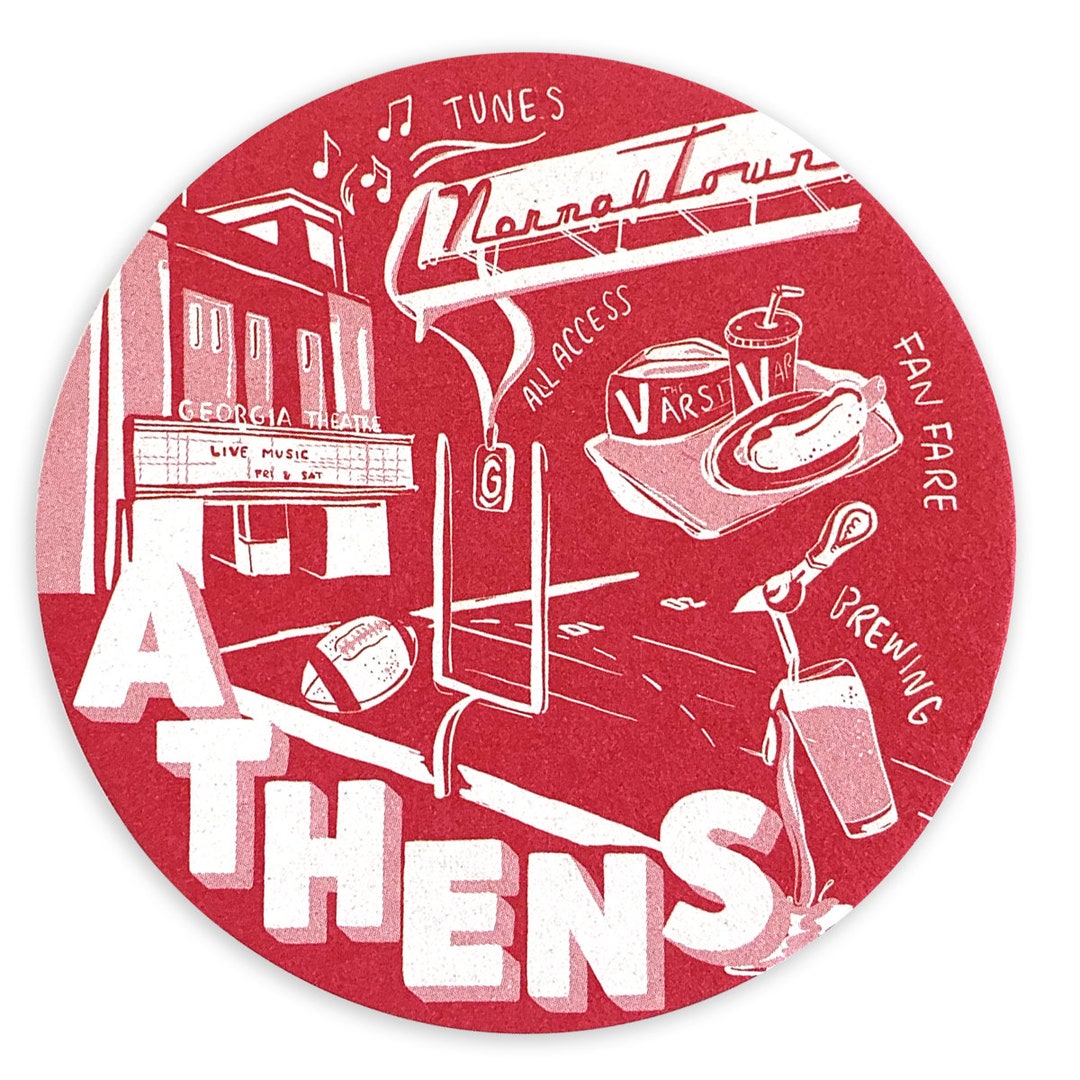 Athens Coaster Set, Athens Coaster, Reusable Coasters, Georgia ...