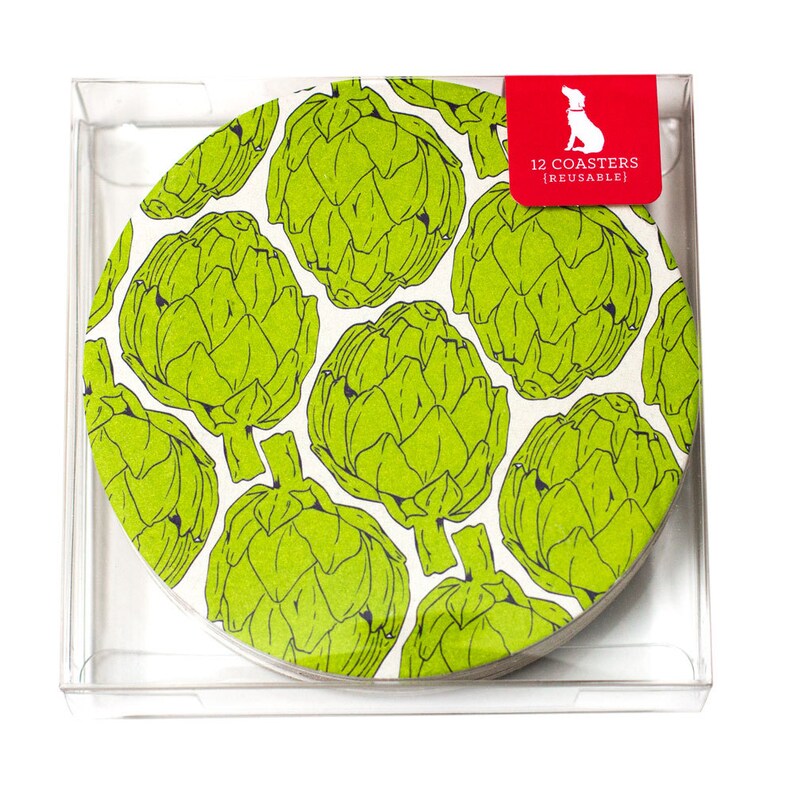 Artichokes Coaster Set, Reusable Coasters, Veggie Coasters, Artichokes ...
