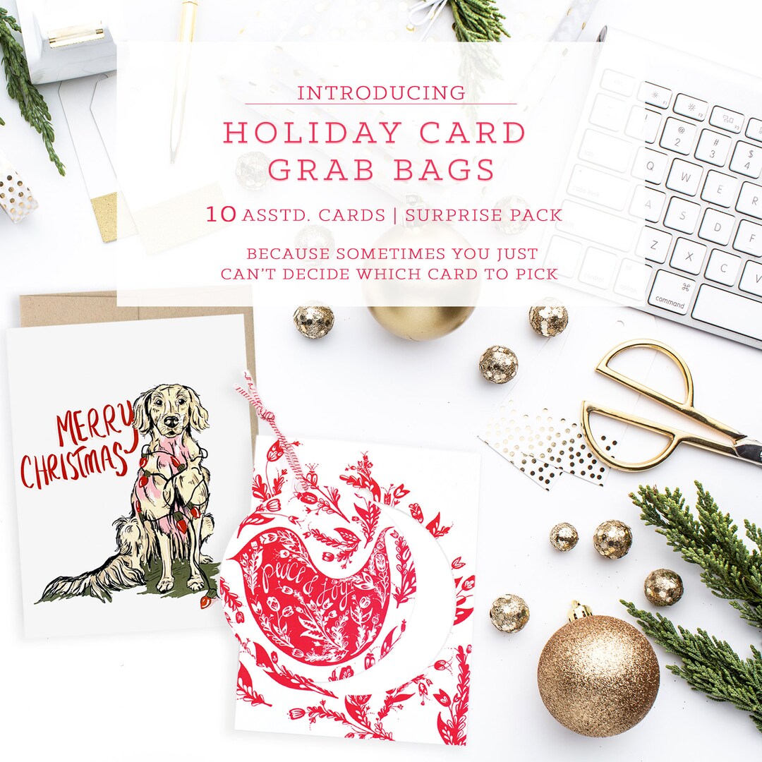 Christmas Card Grab Bag, 10 Asst. Cards, Surprise Pack, Holiday ...
