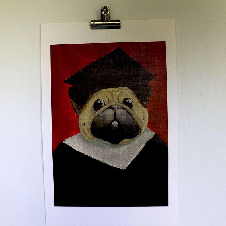 Pug Painting Pug Graduate Graduation Gift Mothers Day Original Art ...