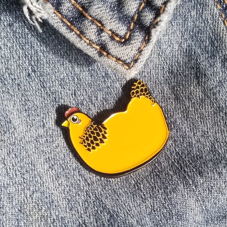 Stocking Stuffer Chicken Enamel Pin: Buff Brahma Hen - Hobby Farm Gift ...