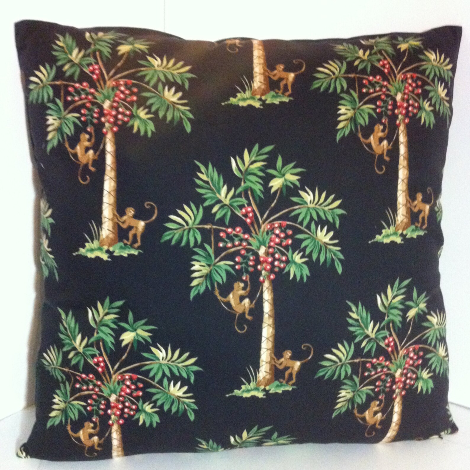 Pat Freund Design for Kaufmann Monkeys and Palm Trees Handmade Pillow ...