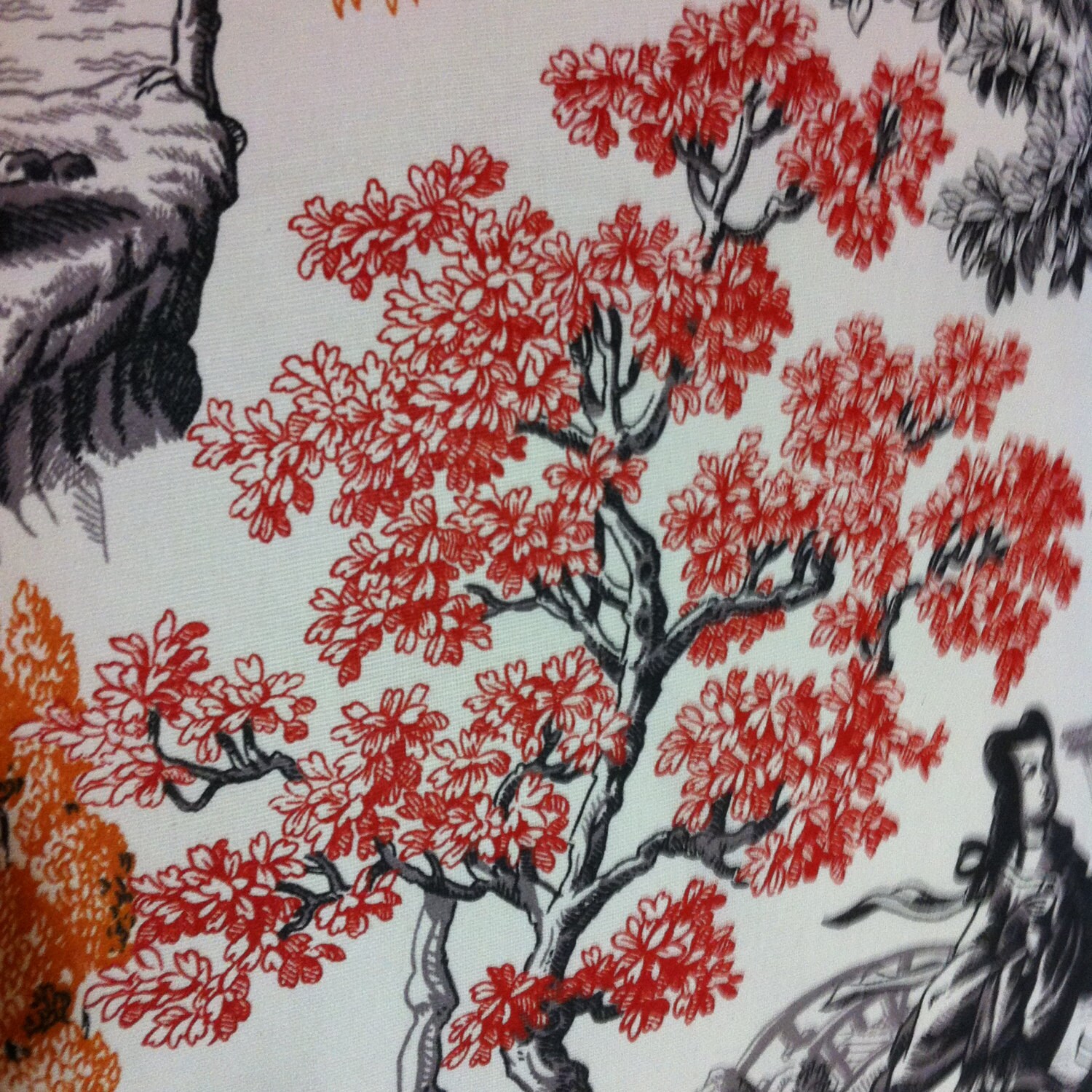 Beautiful and Unusual Asian Toile Pattered Pillow Cover off White With ...