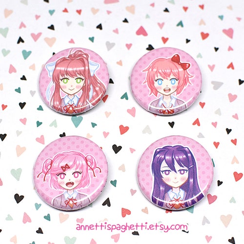 Doki Doki Literature Club 4 Piece 1.25 Inch Button Set - Etsy