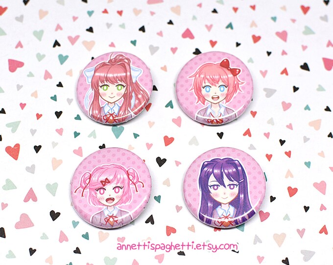 Doki Doki Literature Club 4 Piece 1.25 Inch Button Set - Etsy