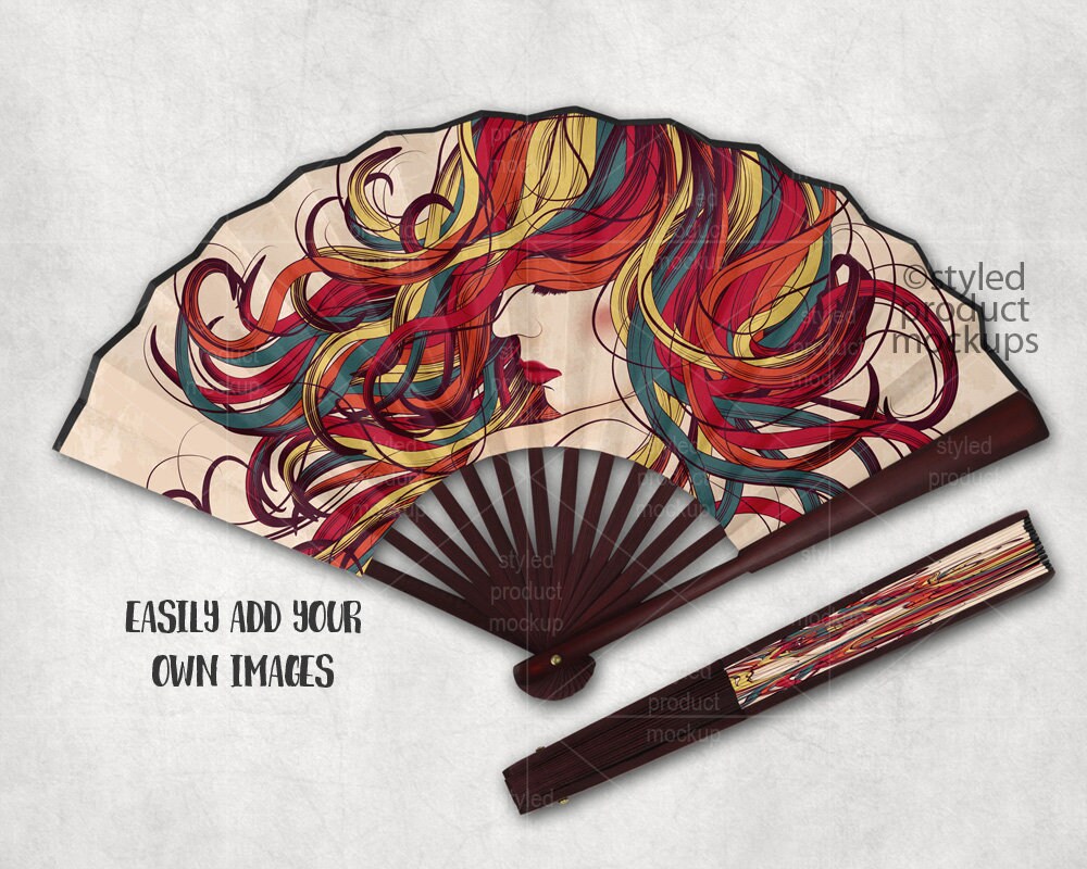 Dye Sublimation Folding Hand Fan Mockup Template Add Your - Etsy