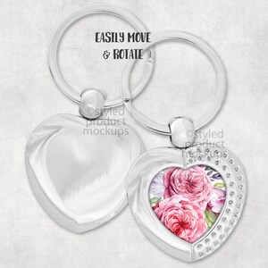 Dye Sublimation Heart Shaped Metal Keychain Mockup Template | Add Your ...