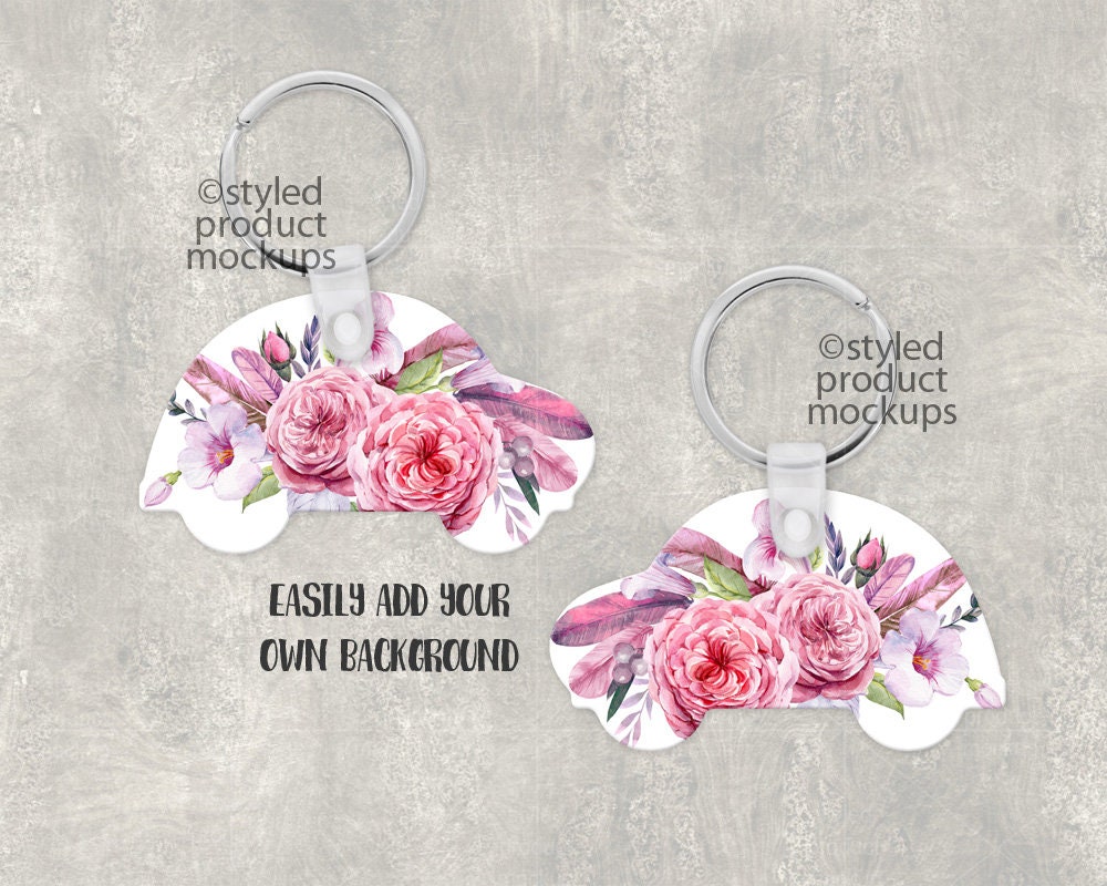 Dye Sublimation Car Shaped Keychain Mockup Template Add Your | Etsy