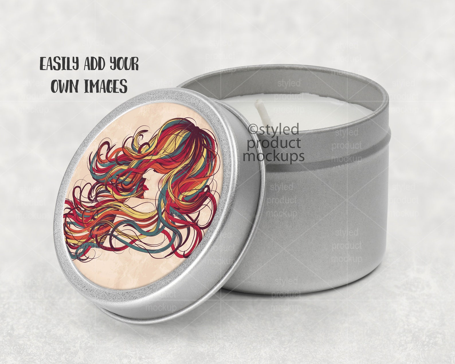 Dye Sublimation Metal Candle With Lid Mockup | Add Your Own Image and ...