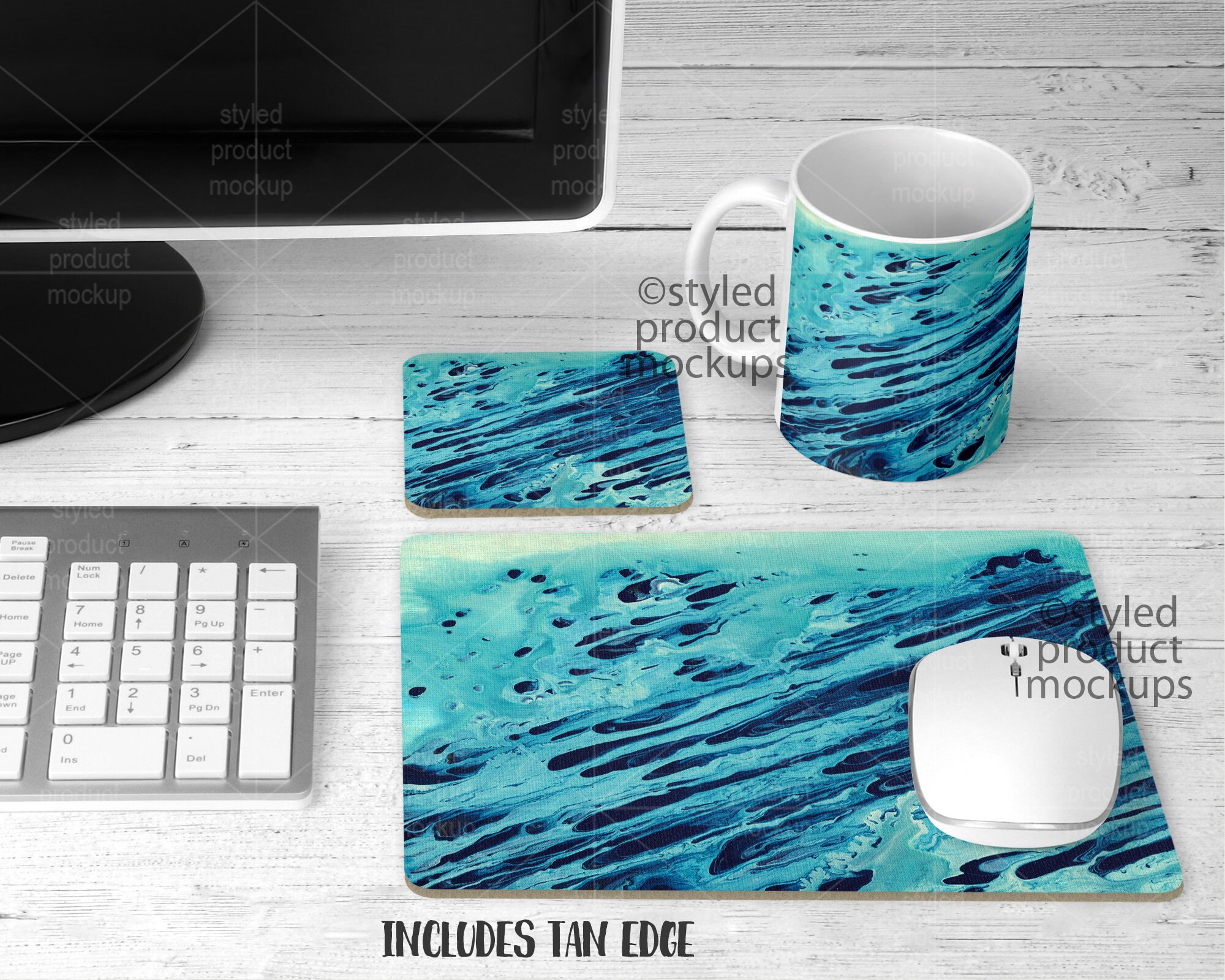 Dye Sublimation Office Desk Set Mockup | Add Your Own Image and ...