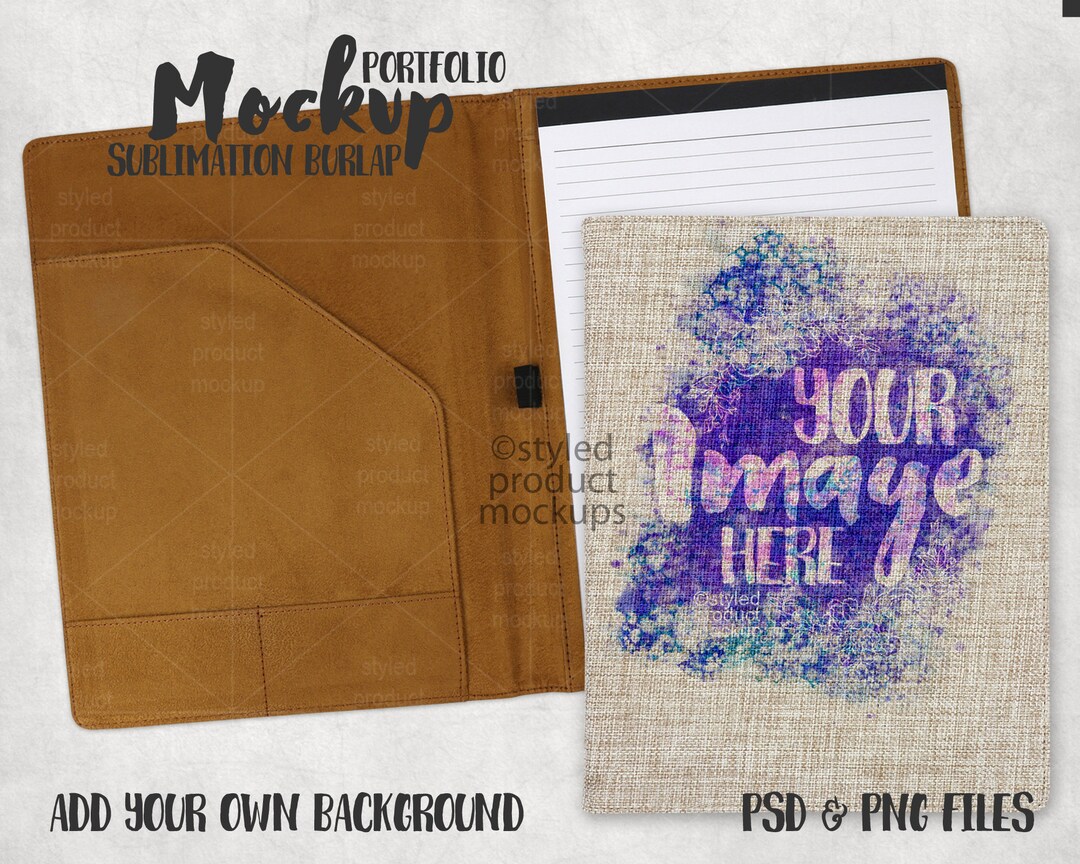 Dye Sublimation Burlap Portfolio Mockup | Add Your Own Image and ...