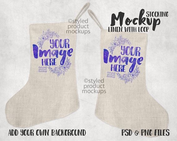 Dye Sublimation Linen Stocking Mockup Add Your Own Image and | Etsy