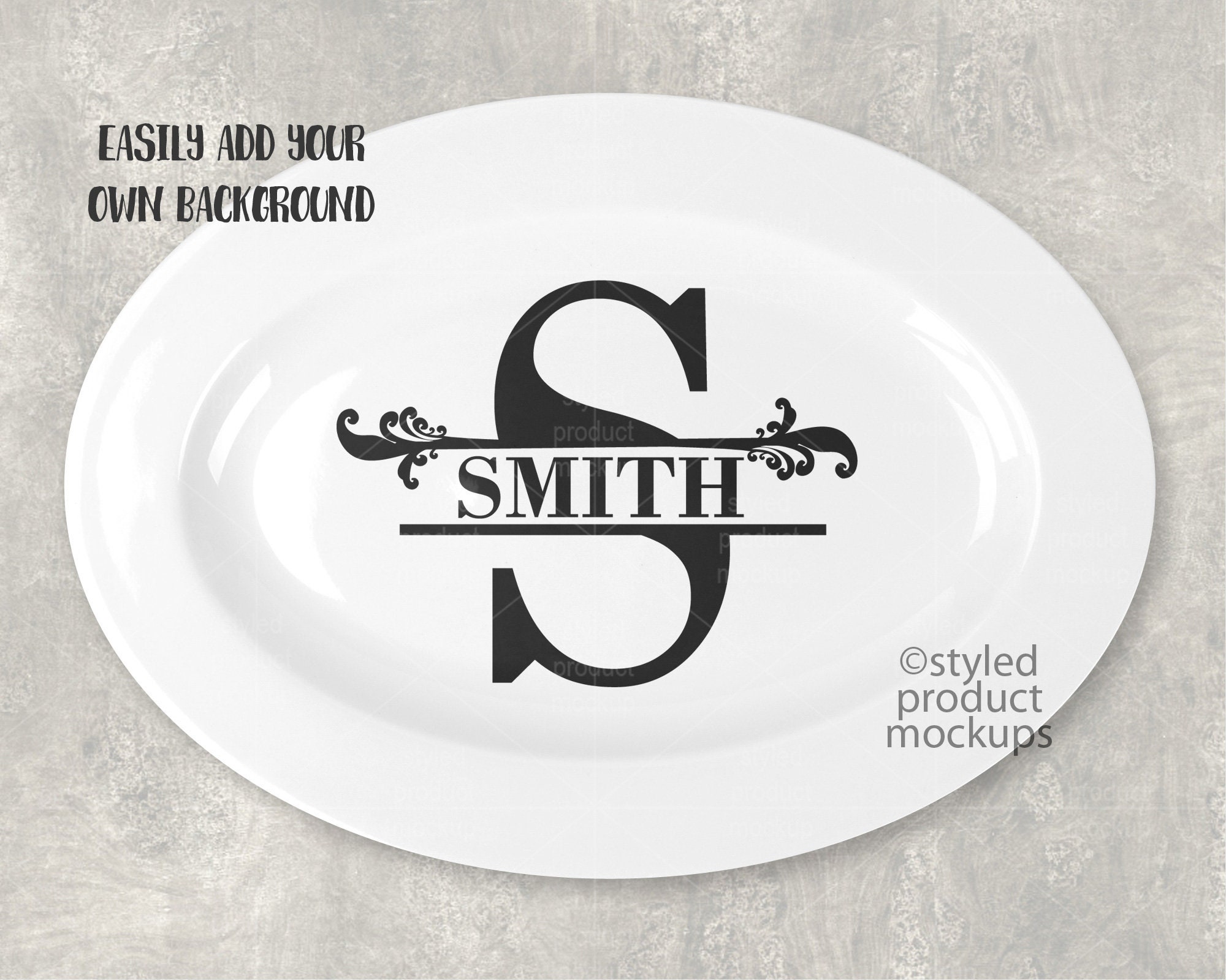 Dye Sublimation Oval Platter Mockup | Add Your Own Image and Background ...