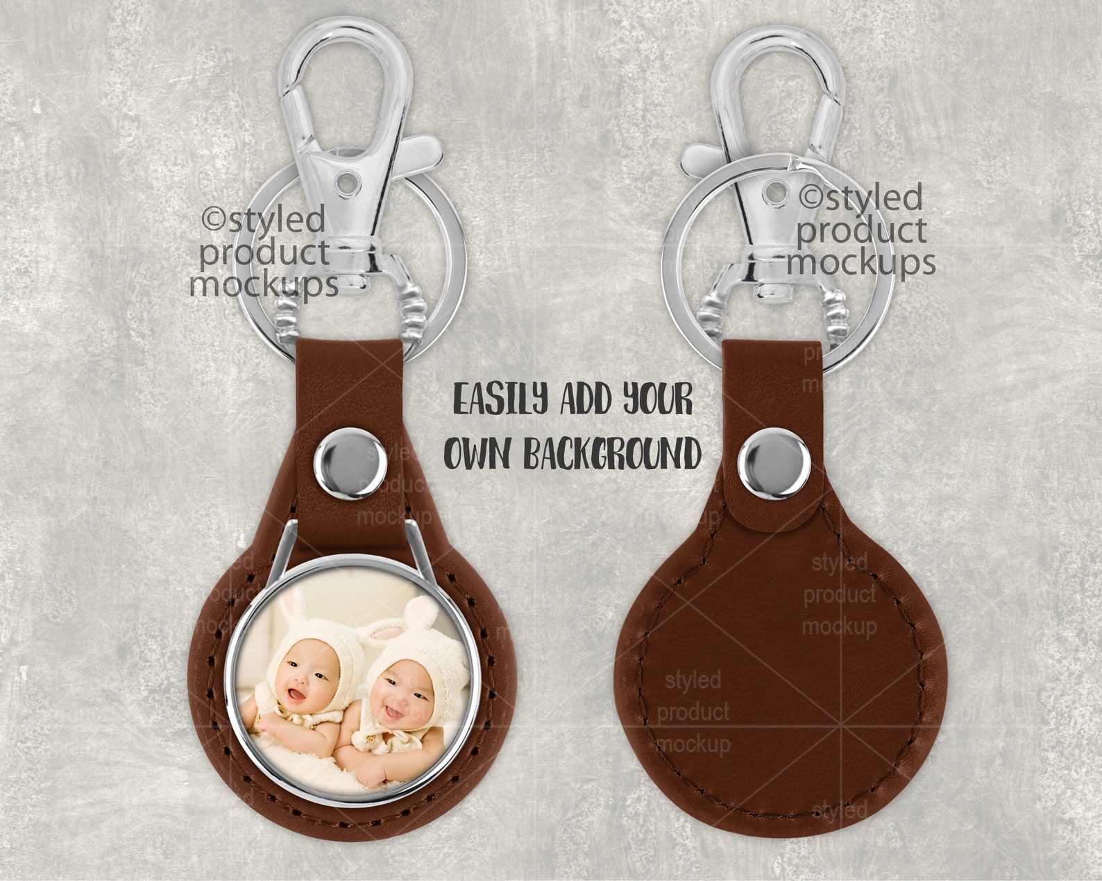 Dye Sublimation Round PU Leather Keychain Mockup Add Your - Etsy