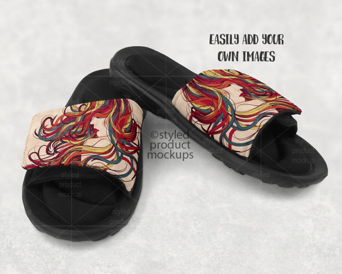 Dye Sublimation Slider Sandals Mockup Template Add Your Own - Etsy