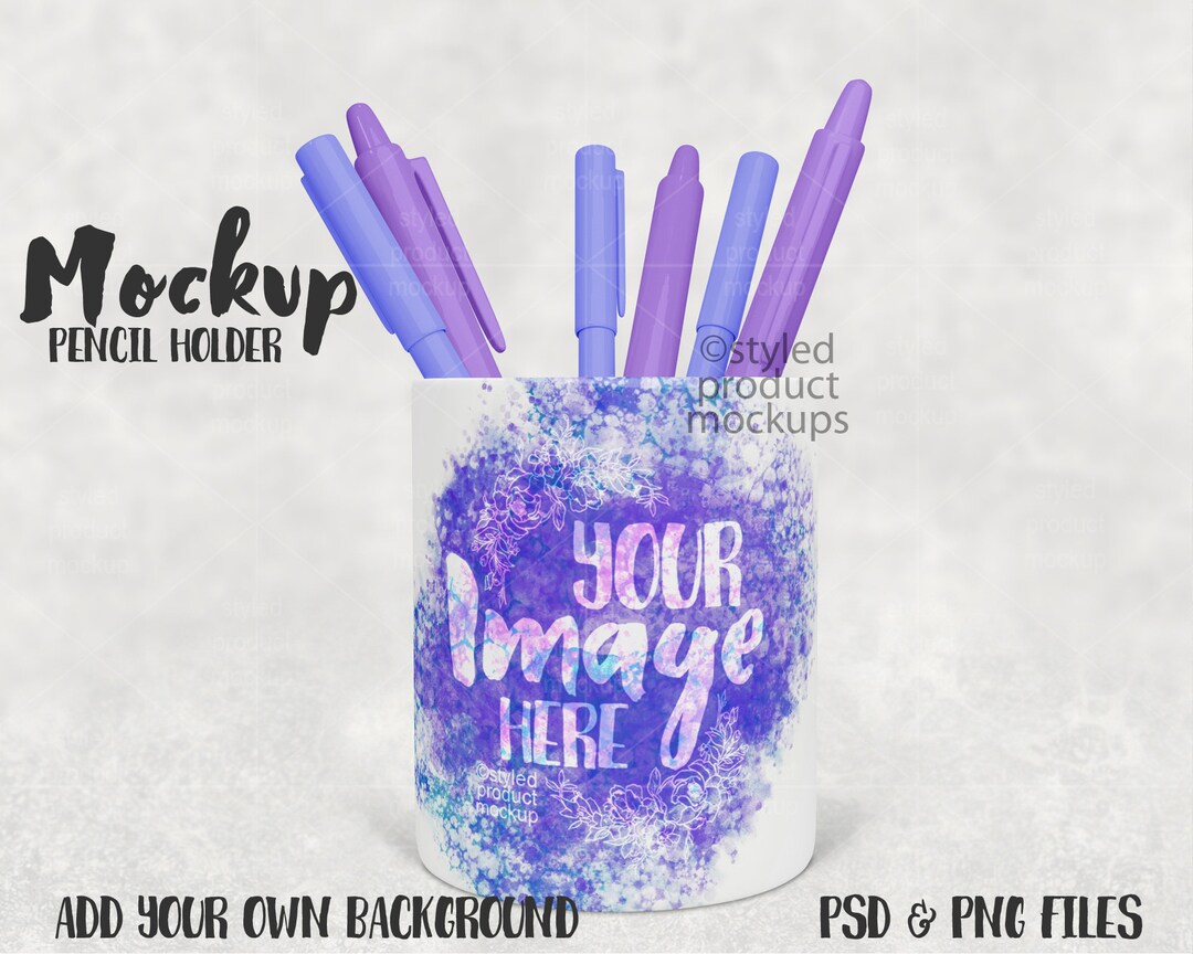 Dye Sublimation Ceramic Pencil Holder Mockup Add Your Own Image and ...