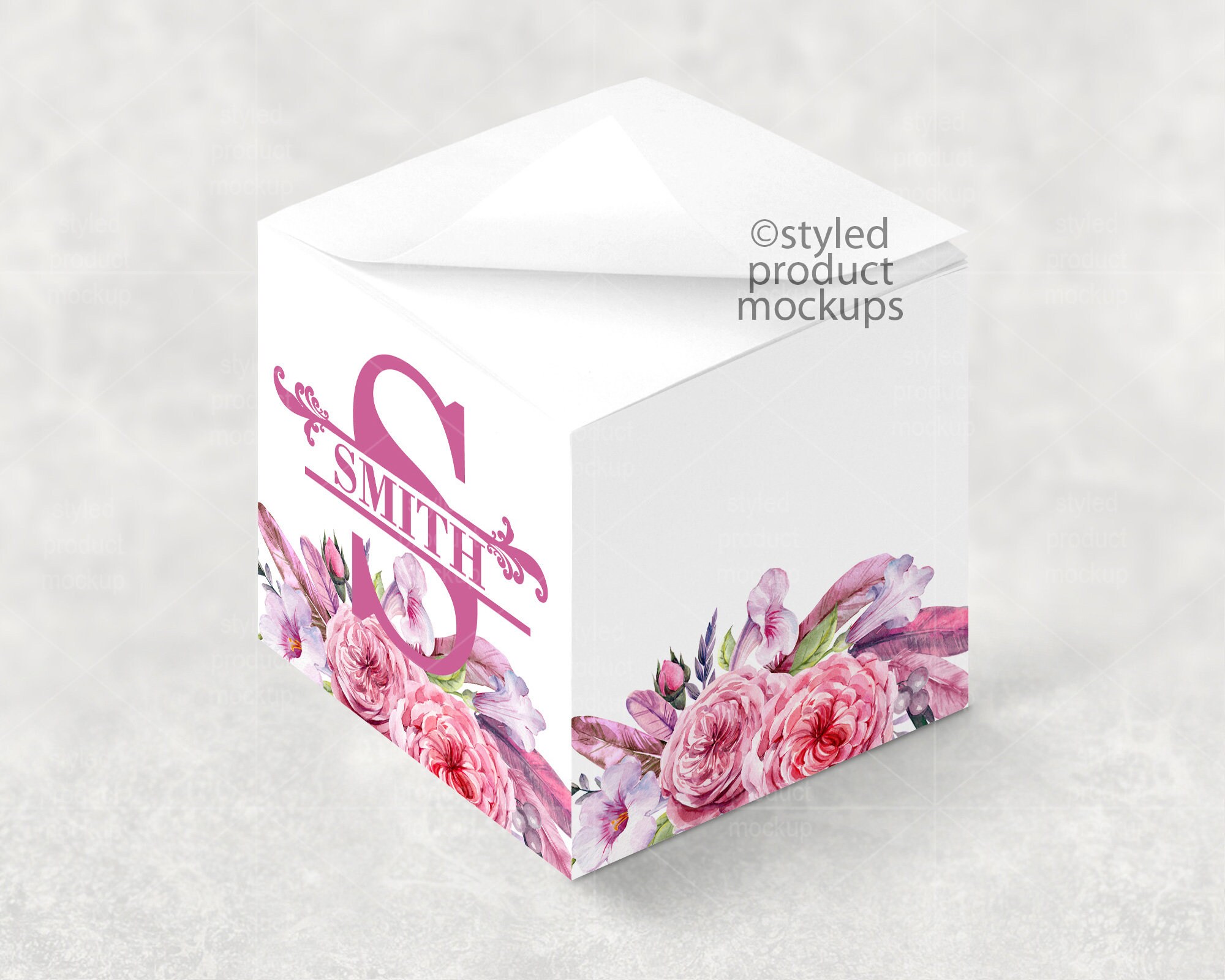 Paper notepad cube mockup Add your own image and background | Etsy