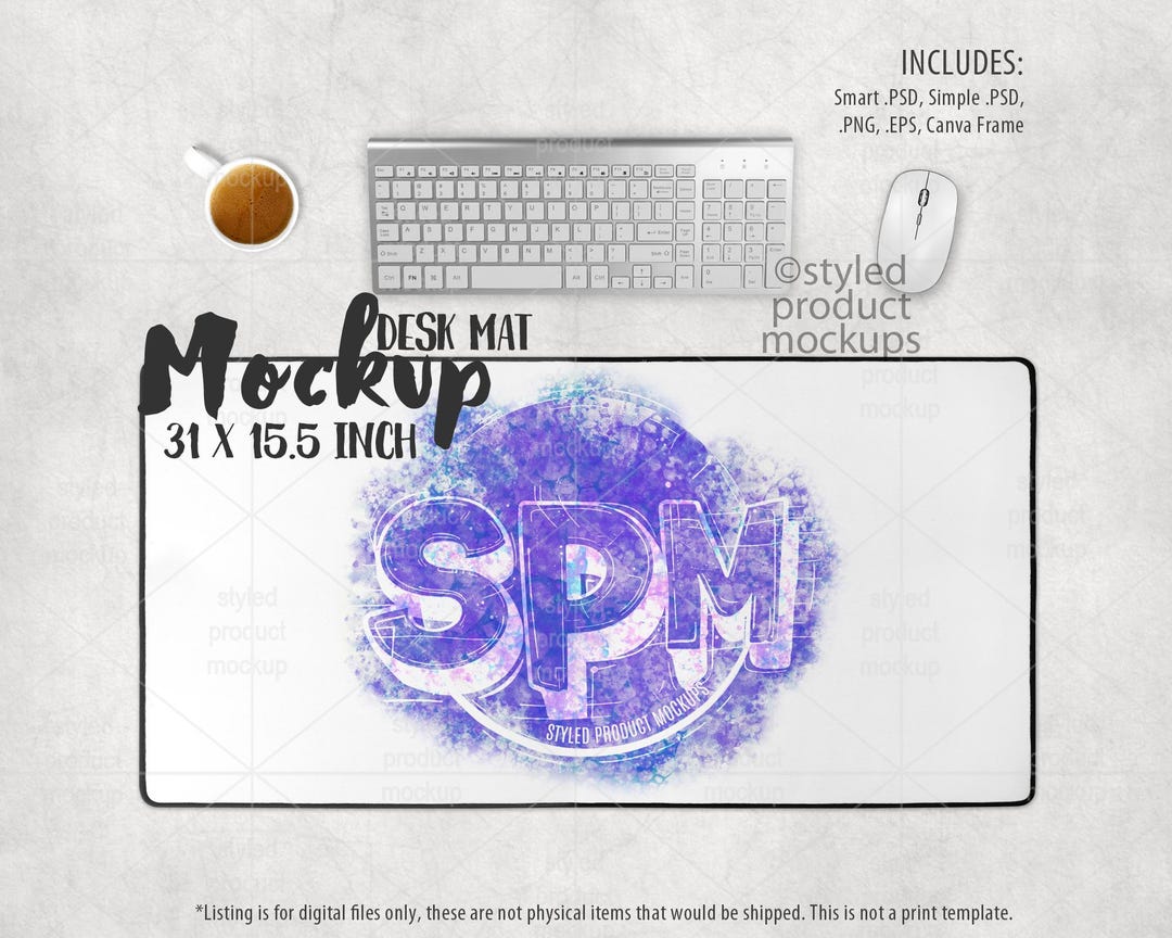 Dye Sublimation 31x15.5 Inch Gaming Desk Mat With Black Edge Mockup ...