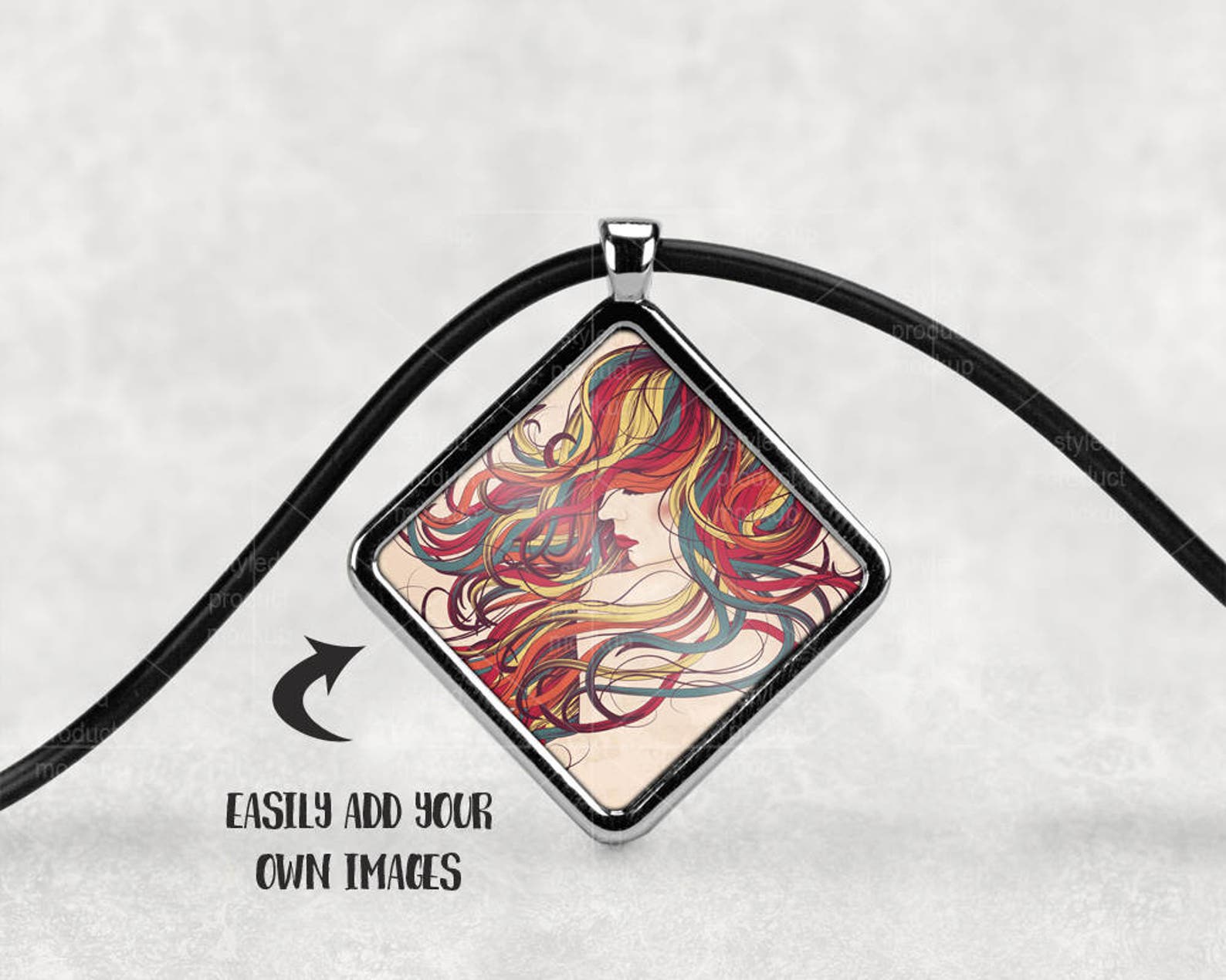 Dye Sublimation diamond shaped pendant mockup template with | Etsy