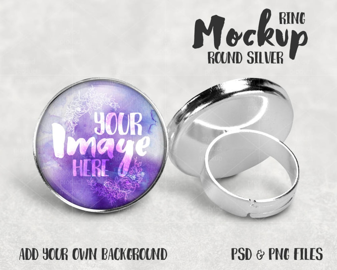 Round Silver Ring Template Mockup | Add Your Own Image and Background ...