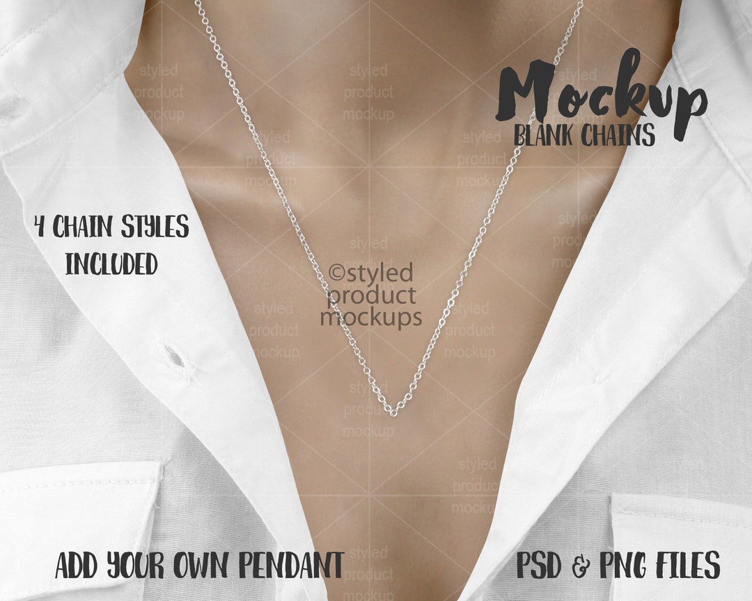 Empty Chains Hanging Around Woman's Neck Mockup | Add Your Own Image ...