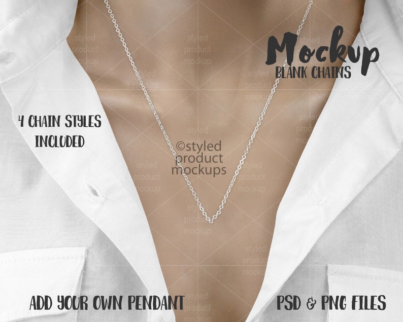 Empty Chains Hanging Around Woman's Neck Mockup | Add Your Own Image ...