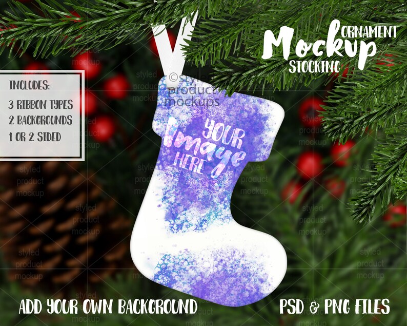 Dye Sublimation Stocking Shaped Christmas Ornament Mockup - Etsy