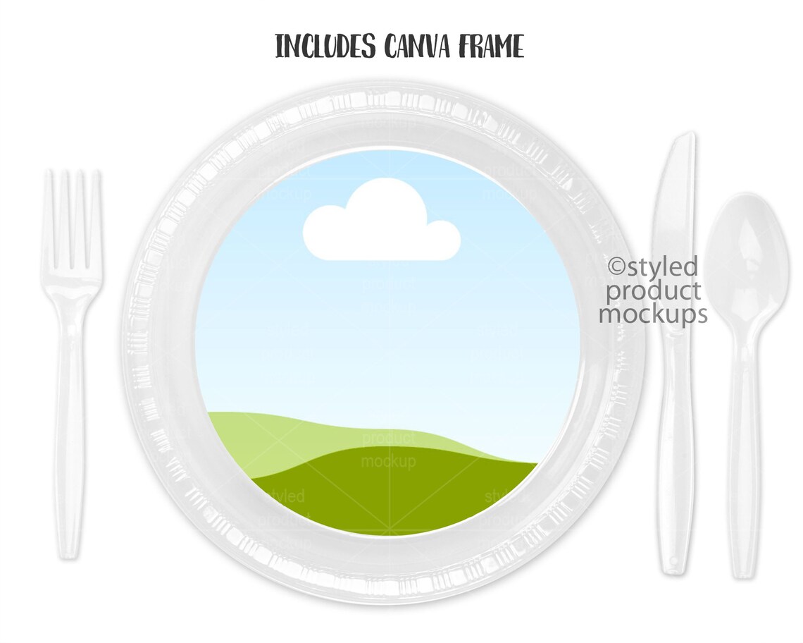 Translucent Plastic Party Plate Mockup | Add Your Own Image and ...