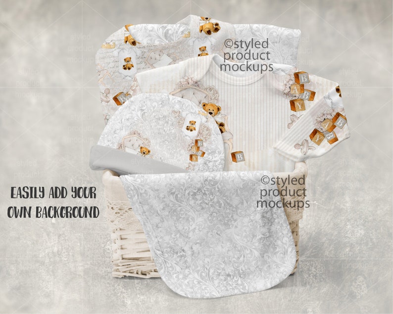 Dye Sublimation Baby Product Gift Basket Mockup | Add Your Own Image ...