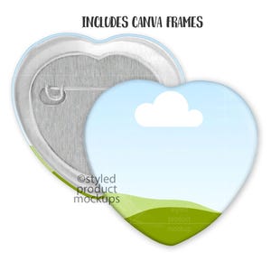 Heart Shaped Pinback Button Mockup | Add Your Own Image and Background ...