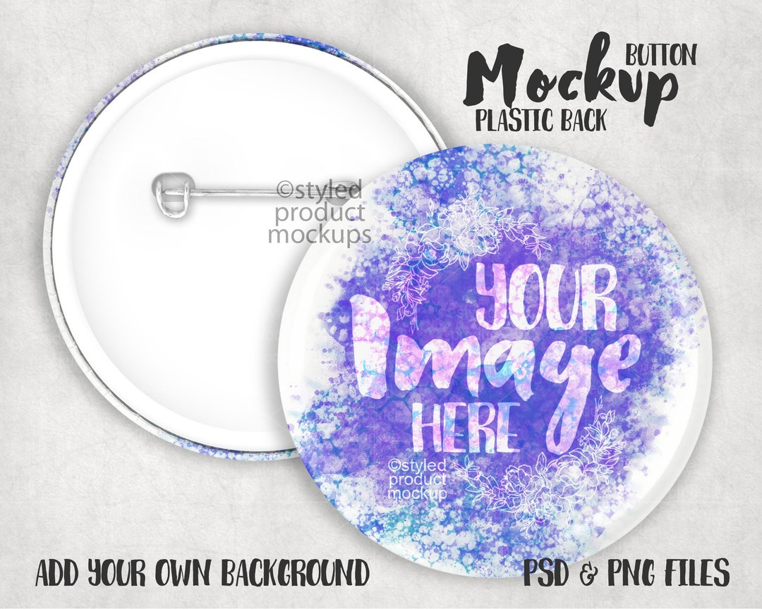 Plastic Back Round Pinback Button Mockup Add Your Own Image - Etsy