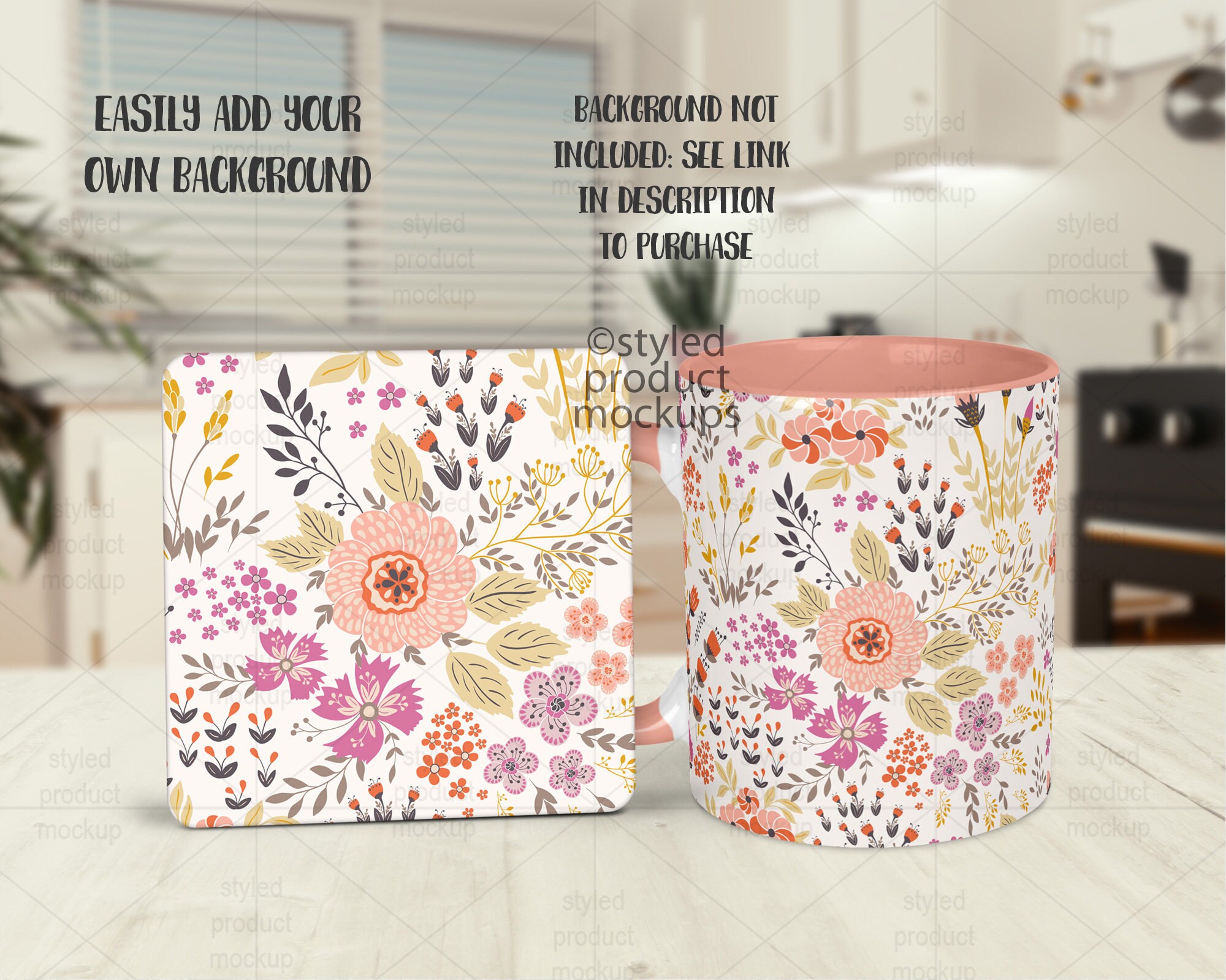 Dye Sublimation Coaster and Mug Combo Mockup Add Your Own - Etsy