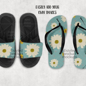 Dye Sublimation Slider Sandal and Flip Flop Set Mockup | Add Your Own ...