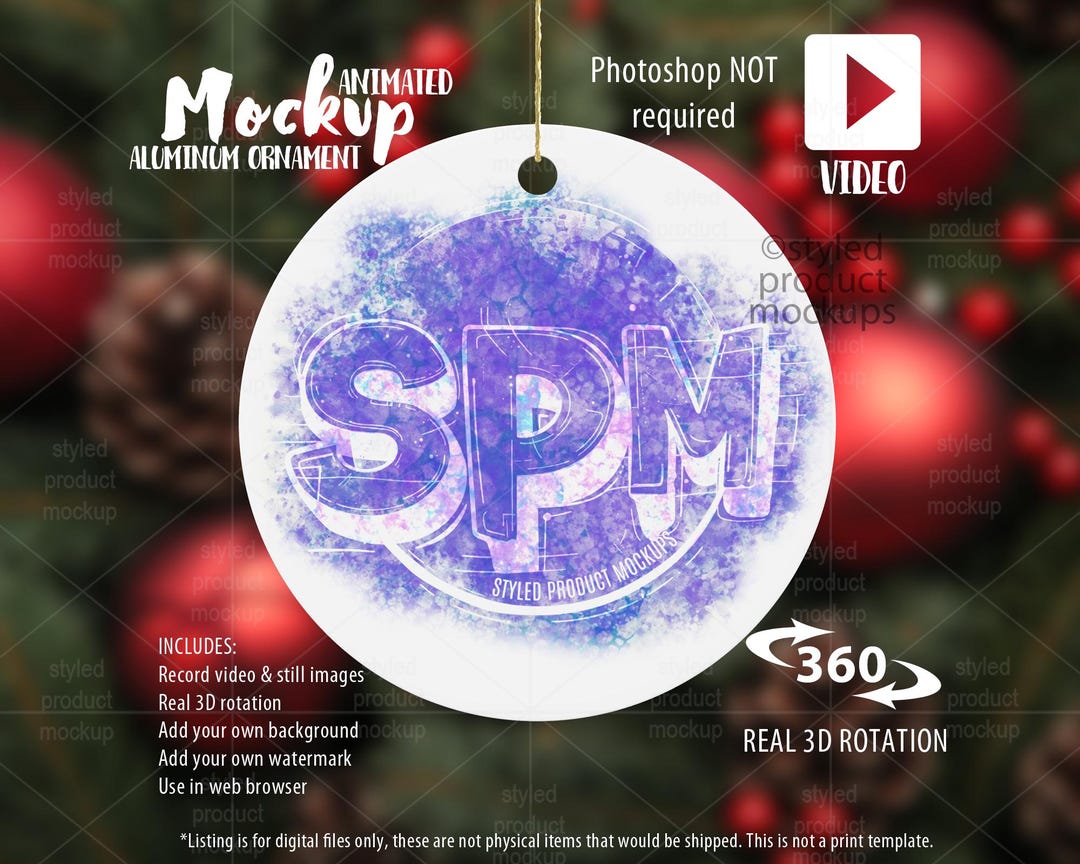 Animated Round Aluminum Ornament Video Mockup | Rotating Ornament ...