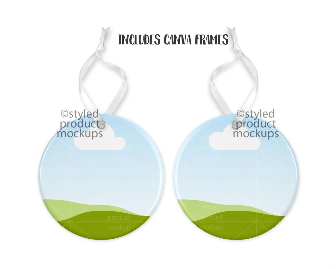 Dye Sublimation Round Ceramic Ornament Mockup | Add Your Own Image and ...