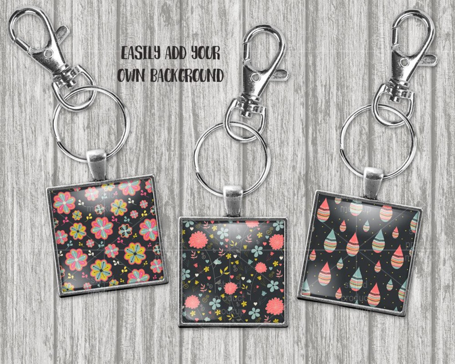 Square Bezel Setting Key Chain Mockup Template Key Chain - Etsy