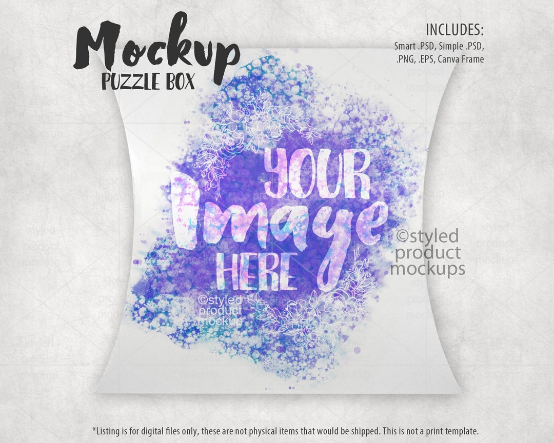 Dye Sublimation Puzzle Box Mockup | Pillow Box Mockup | Add Your Own ...