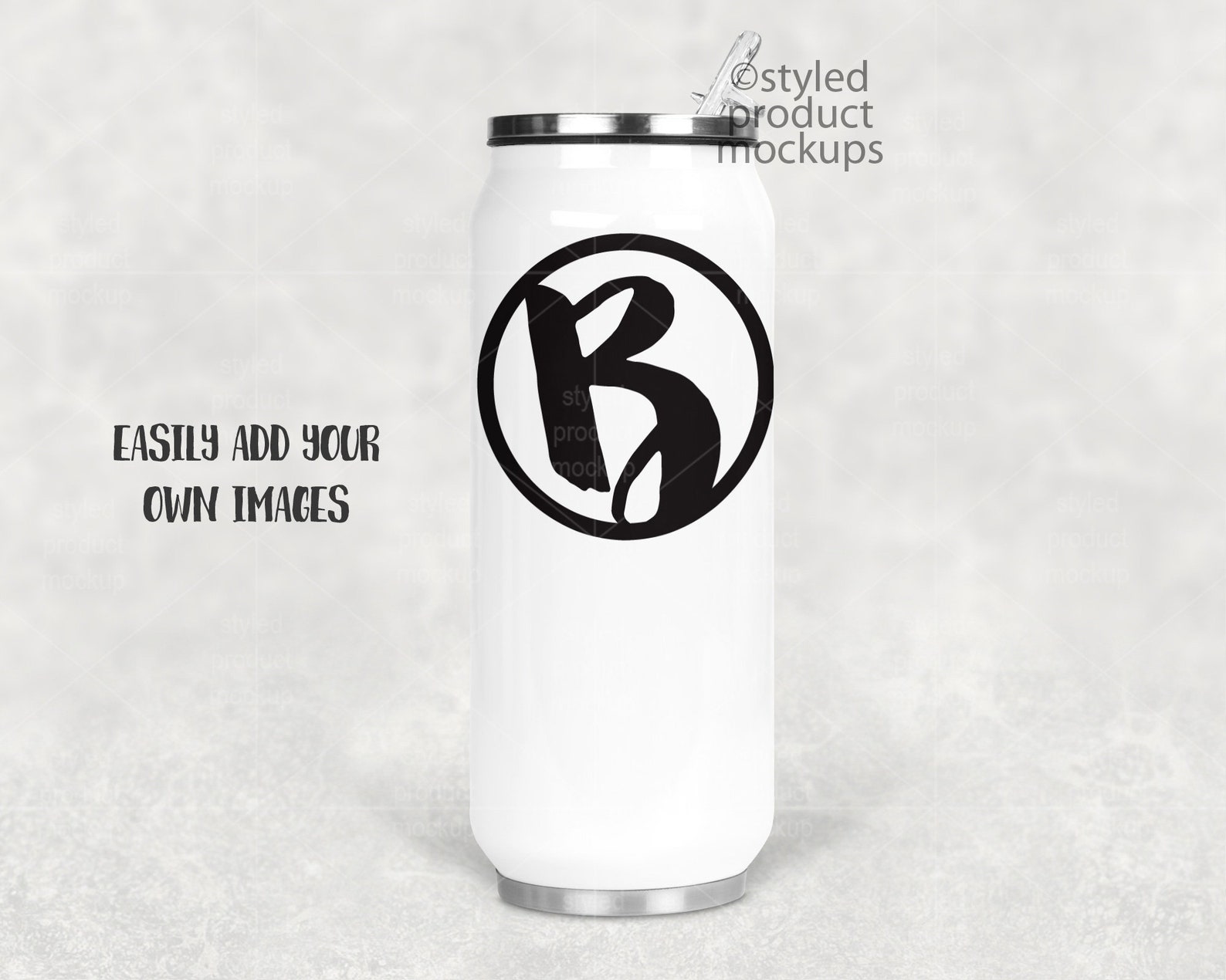 Dye Sublimation Can Shaped Bottle With Straw Mockup | Add Your Own ...
