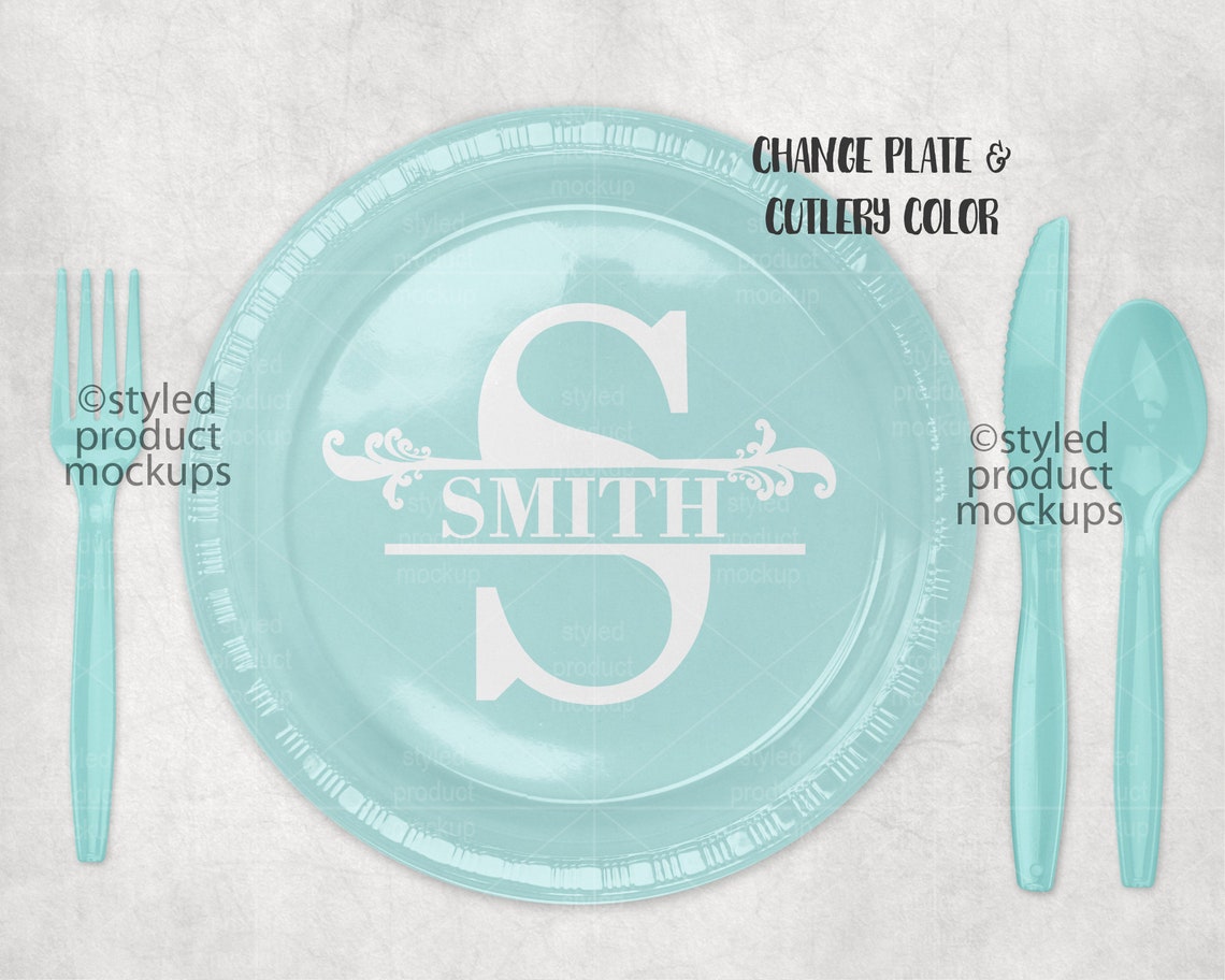 Translucent Plastic Party Plate Mockup | Add Your Own Image and ...