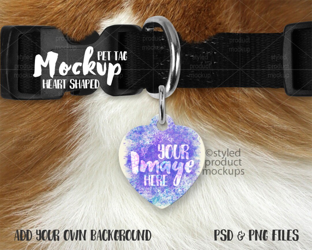 Heart Pet Tag Mockup | Dog Collar (PSD & PNG) - Etsy