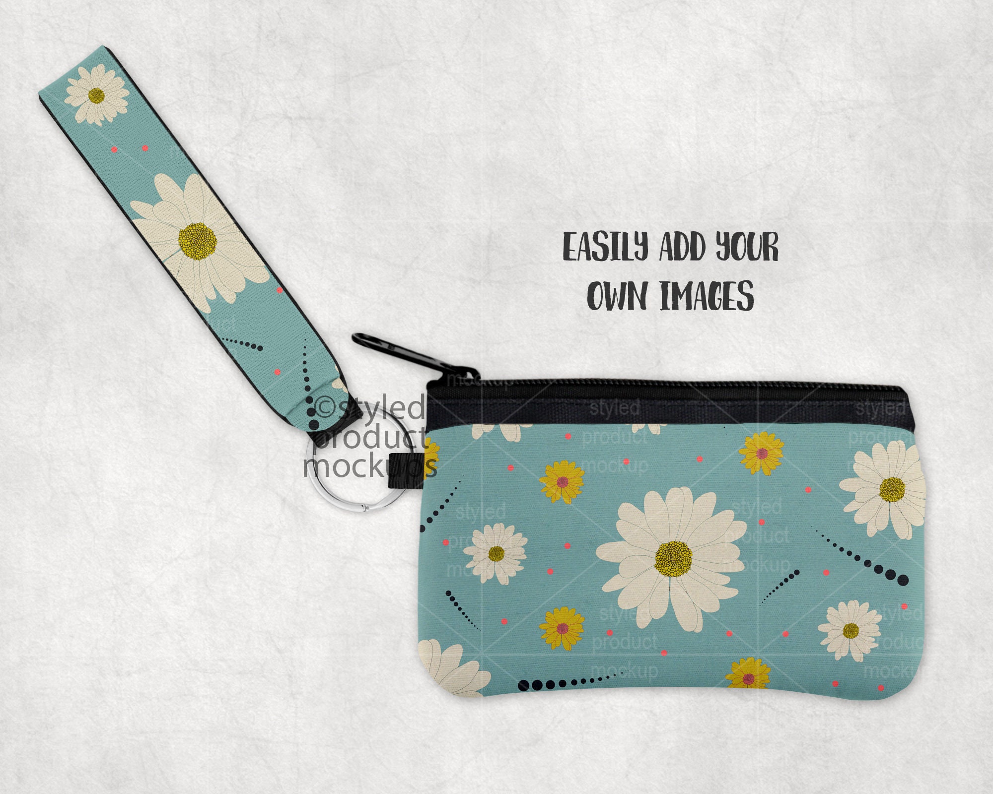 Dye sublimation coin purse with wrist strap Mockup Add your | Etsy